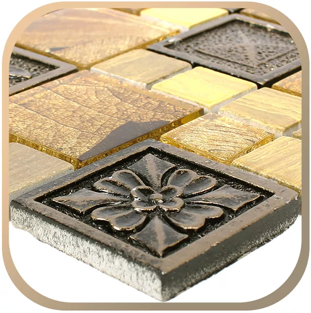 Glas Marmor Aluminium Mosaik Fliser Patterson Brun Mix