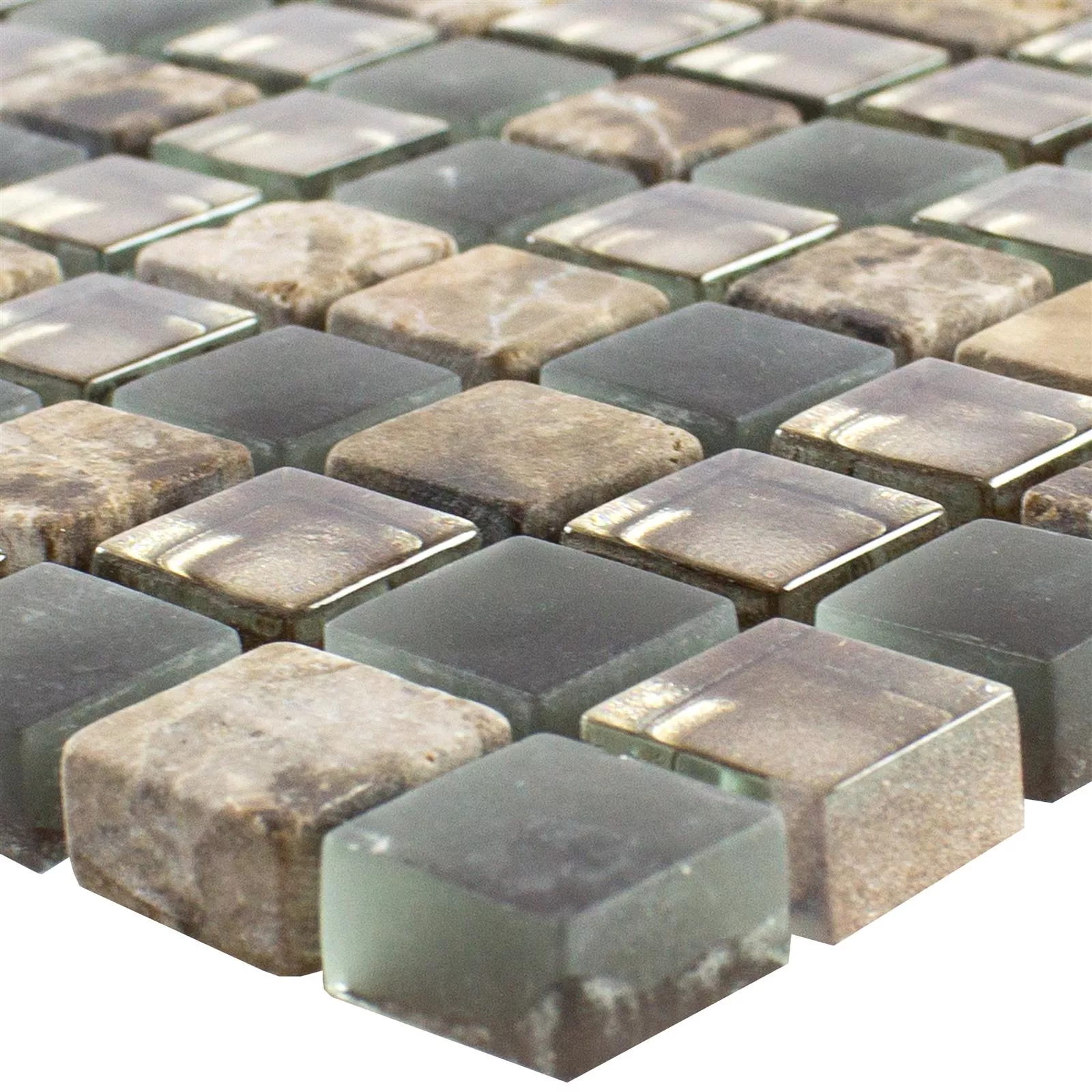 Glas Natursten Mosaik Fliser Hayrabey Morkbrun