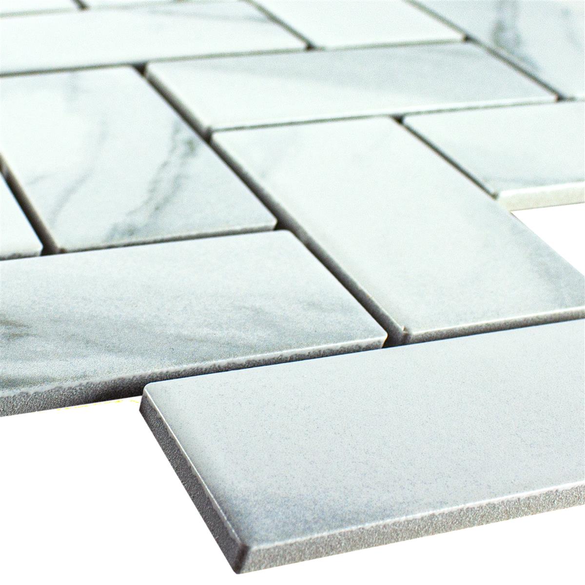 Keramik Mosaik Fliser Fernley Fish Bone Sten Optik Calacatta