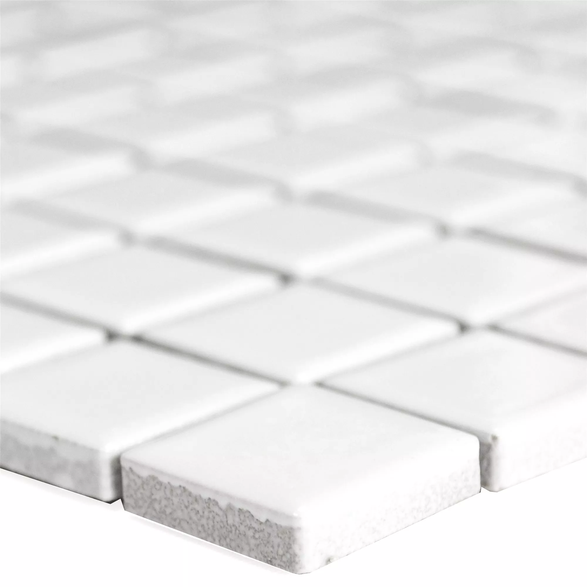 Keramik Mosaik Fliser Adrian Hvide Måtte Firkant 48